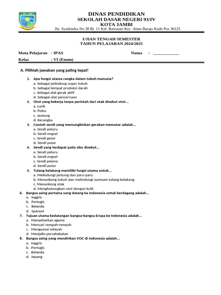 UTS Ganjil IPAS | PDF