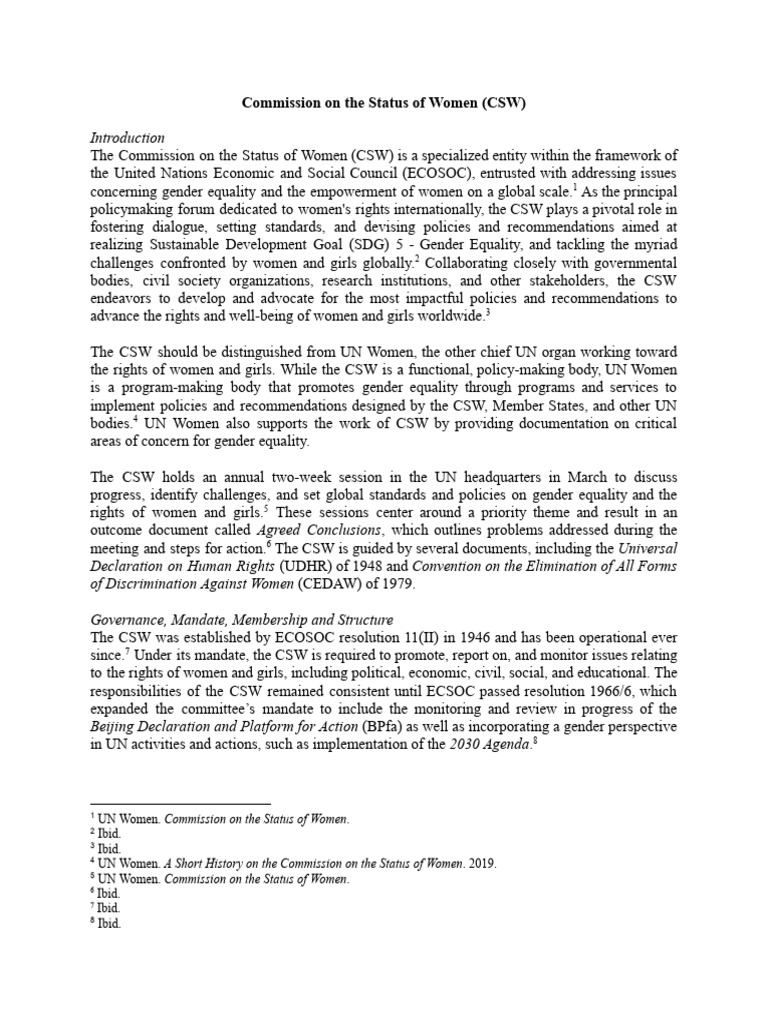 CSW Background Guide | PDF