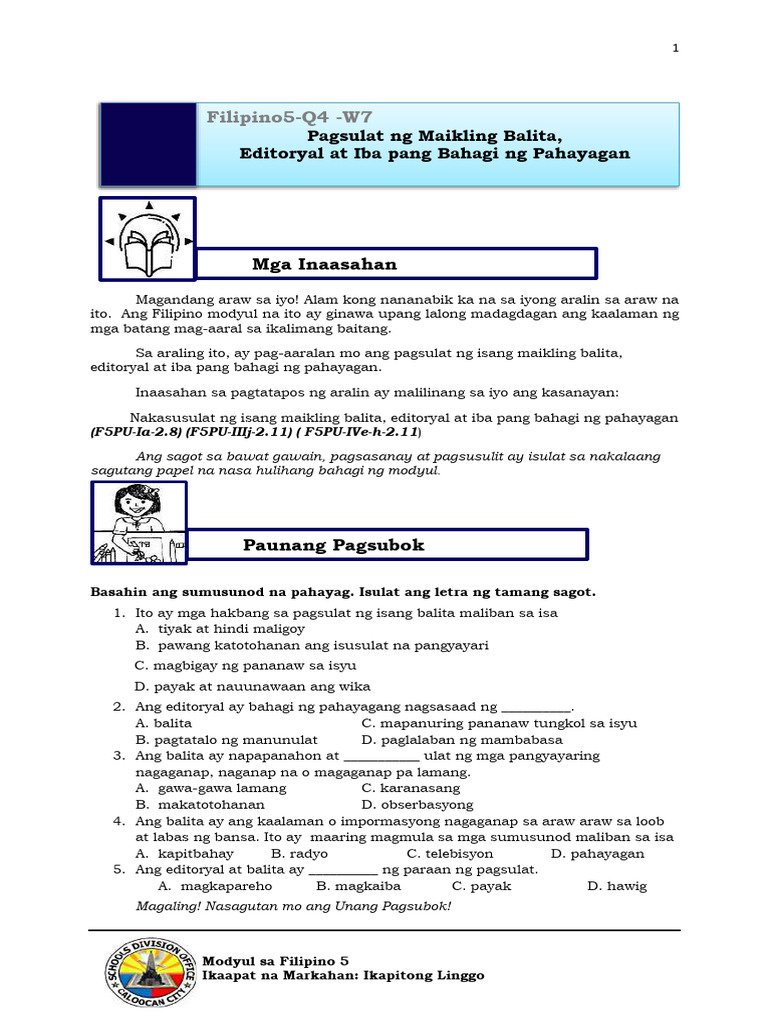 Filipino 5 Q4 Week 7 | PDF
