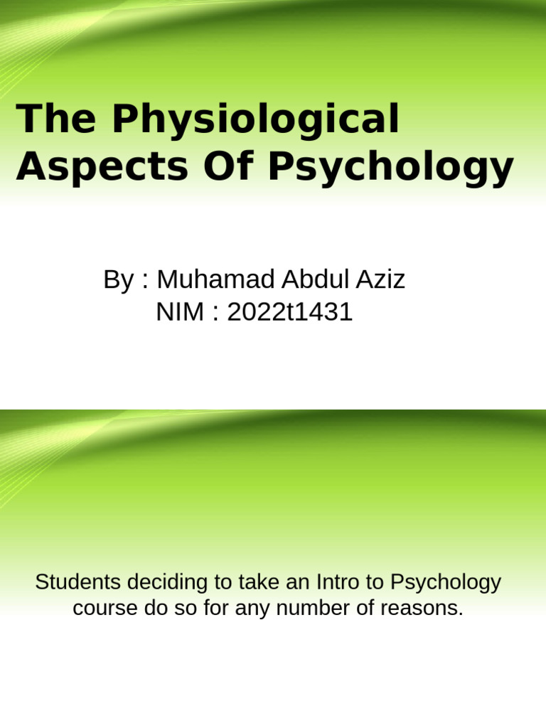 Muhamad Abdul Aziz 2022T1431 Apspects of Psychology | PDF