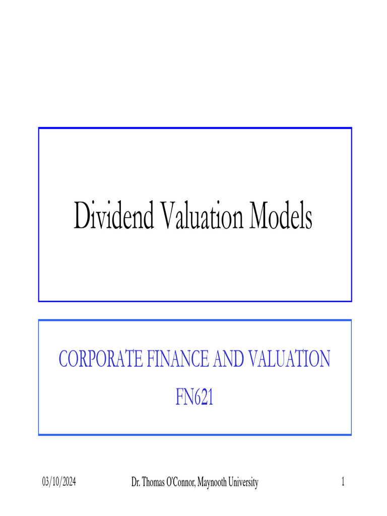 Dividend Valuation Models 1 | PDF