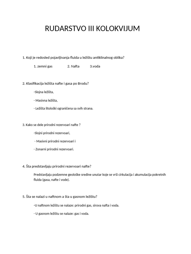 Osnovi Rudarstva-Treći Kolokvijum | PDF