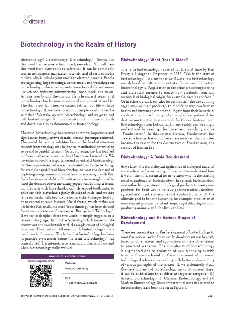 Biotechnology in The Realm of History.1 | PDF | Dna | Biotechnology