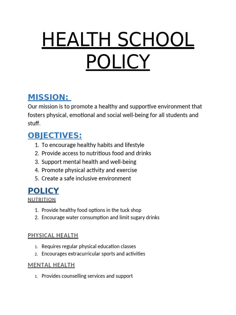 Health School Policy | PDF