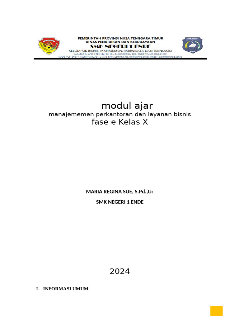 Modul Ajar 4 Dasar Manajemen Perkantoran Dan Layanan Bisnis | PDF