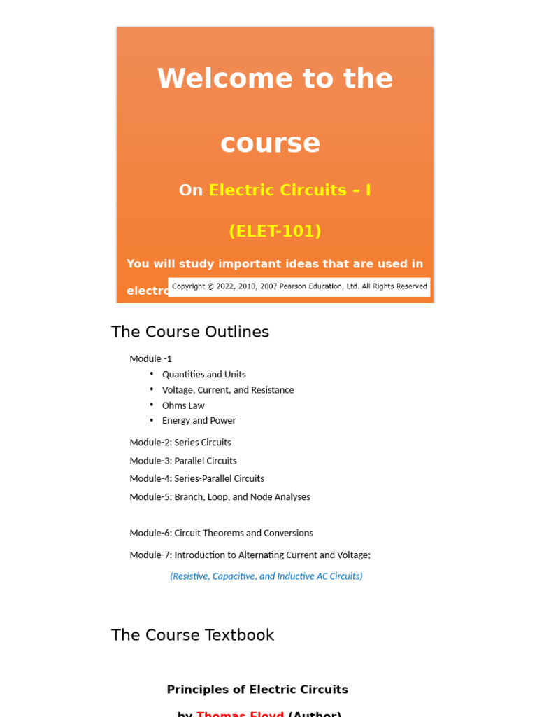 Presentation1-Ch1 To Ch4 Elet101 | PDF