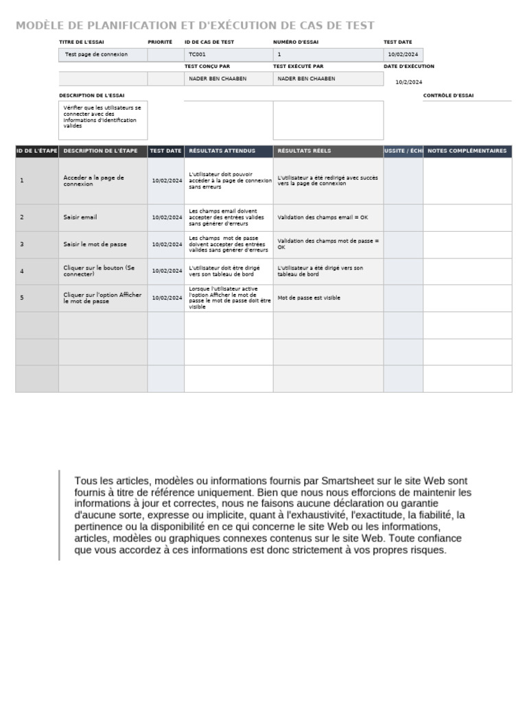 Cas de Test | PDF
