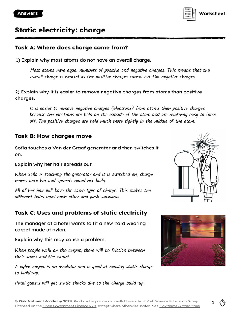 Electricity Worksheet Answers | PDF