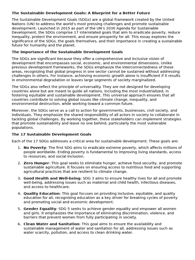 The Sustainable Development Goals | PDF