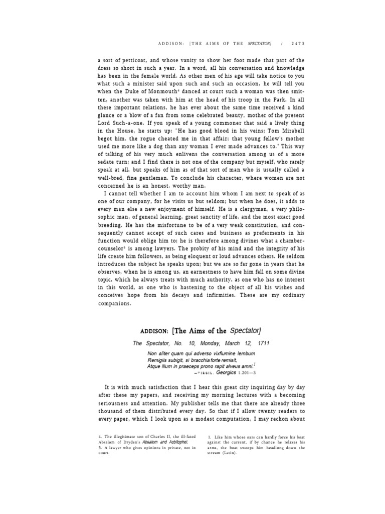 The Aims of The Spectator by Addison | PDF