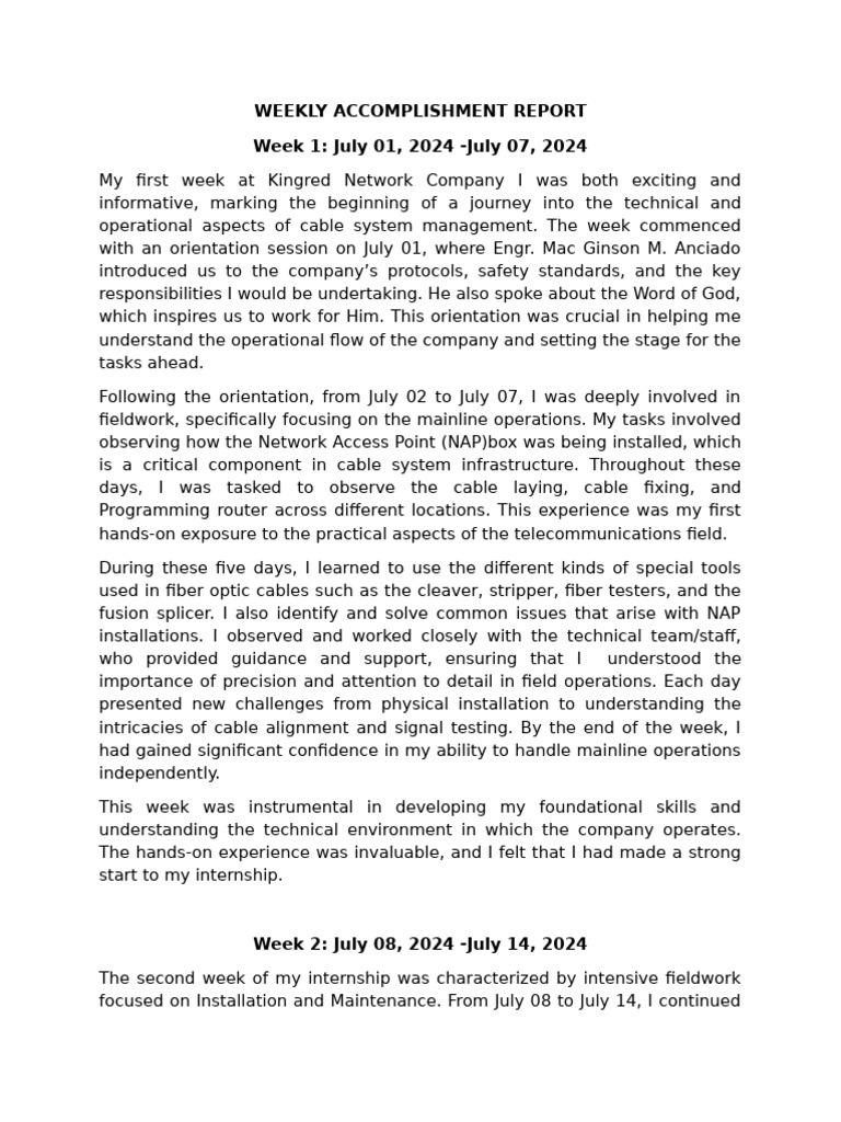 Accomplishment Report Weekly | PDF