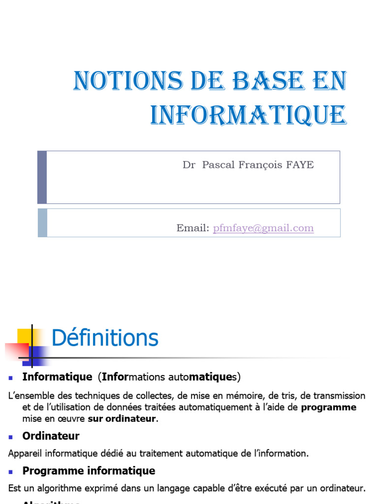 Cours 1 Informatique | PDF