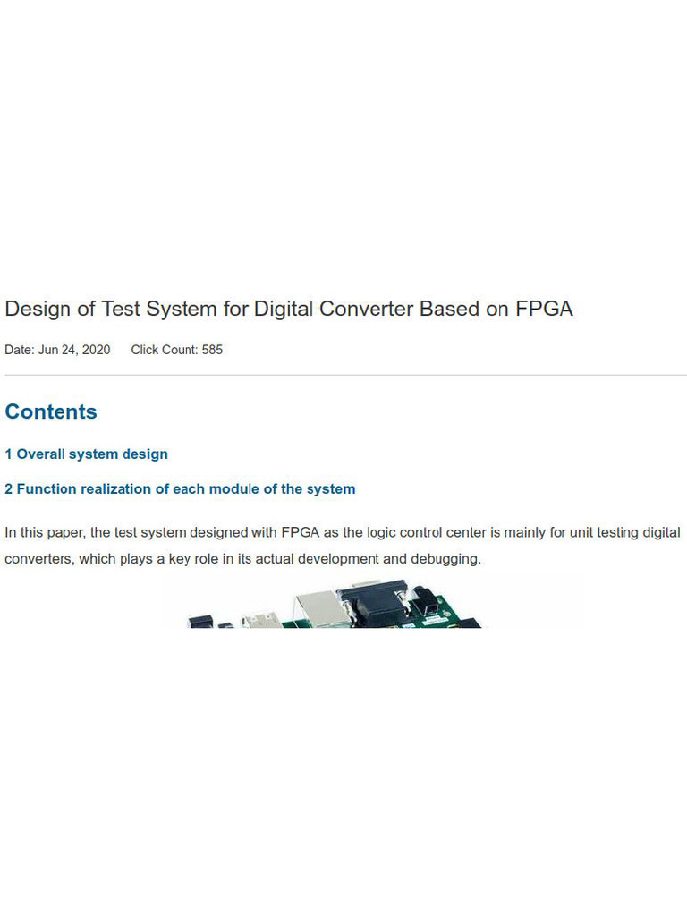 Design of Test System For Digital Converter Based On FPGA - FPGAKey | PDF