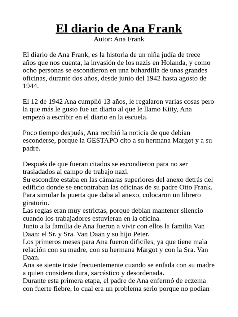 Exposición - El Diario de Ana Frank | PDF