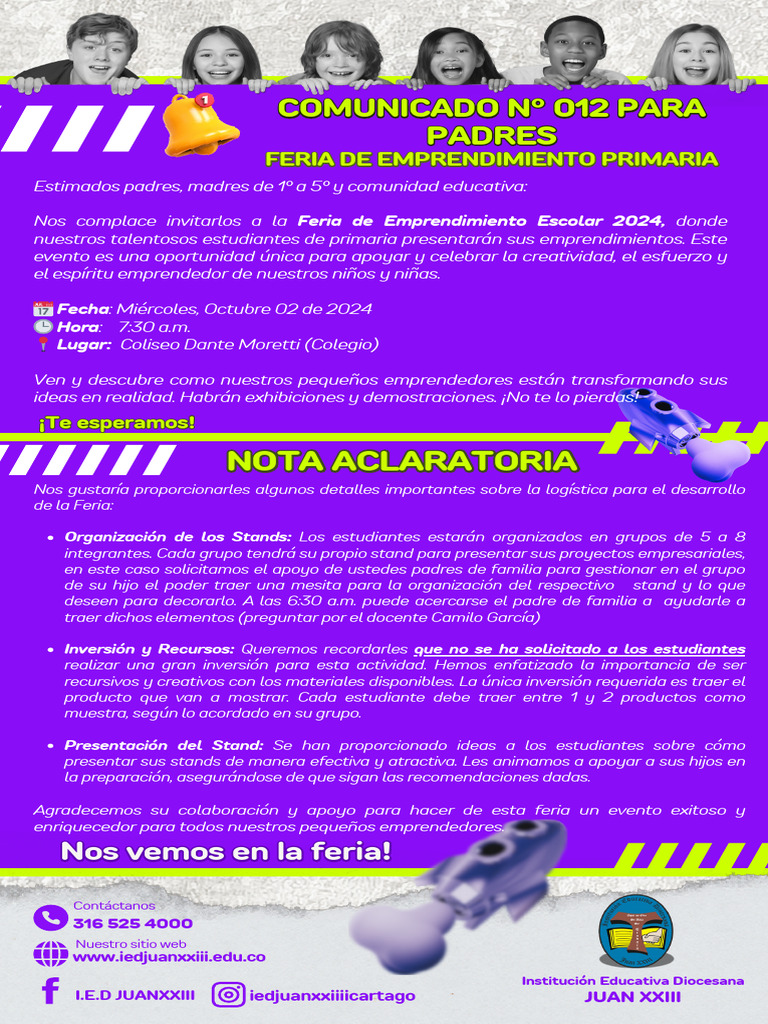 COMUNICADO #012 Feria Emprendi - Prima 2024 | PDF | Iniciativa empresarial