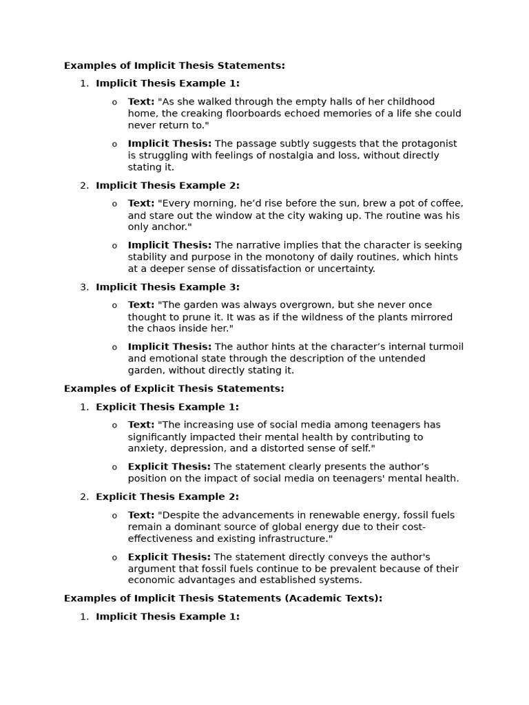 Examples of Thesis Statements | PDF