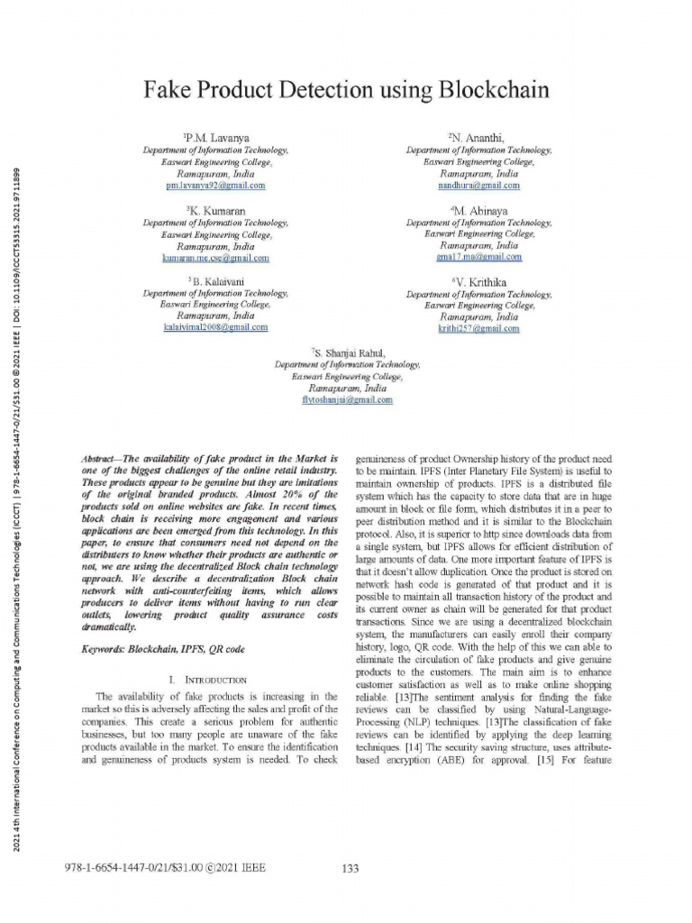Fake Product Detection Using Blockchain | PDF
