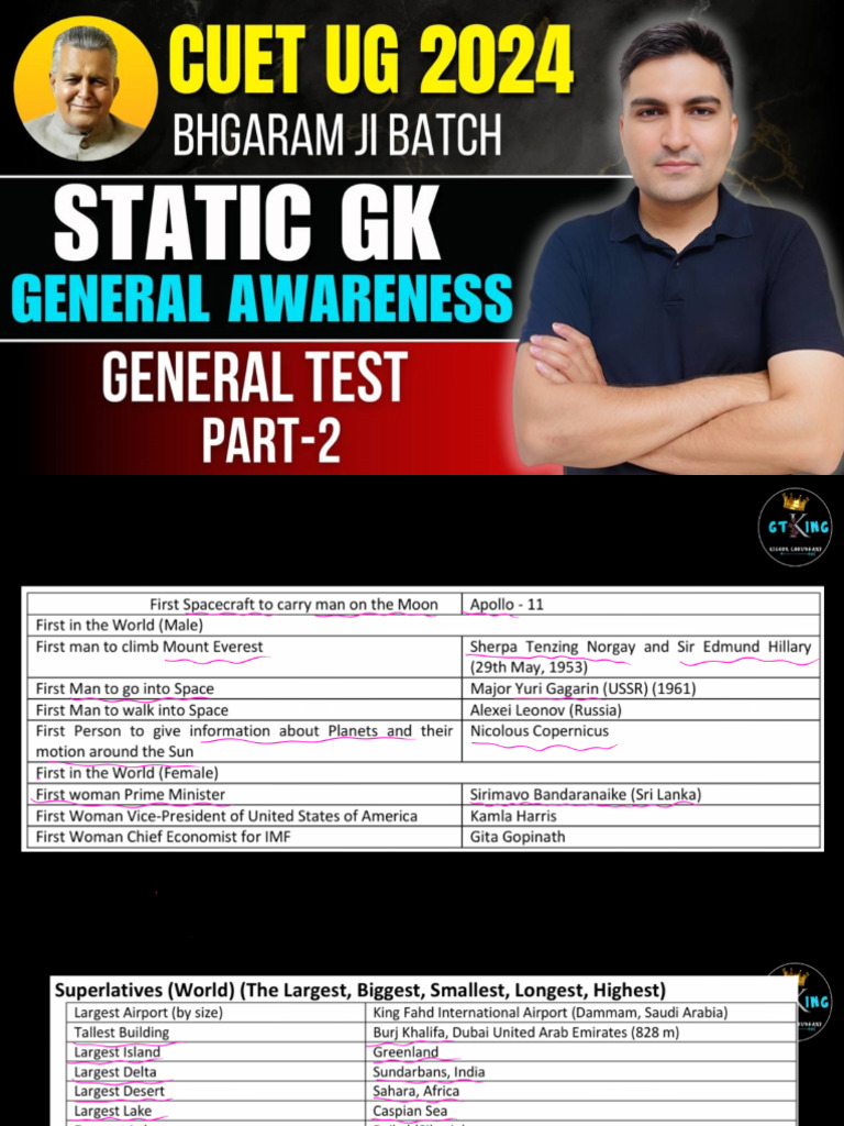 General Awareness Part-2 Class Notes | PDF
