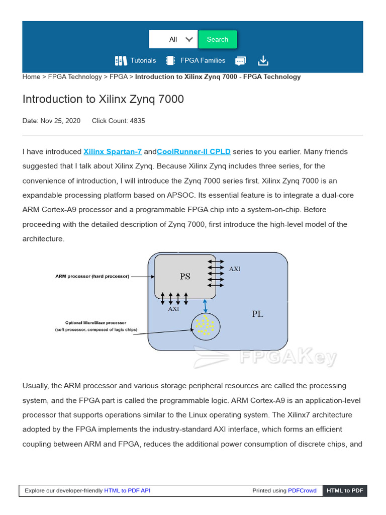 Introduction To Xilinx Zynq 7000 - FPGAKey | PDF