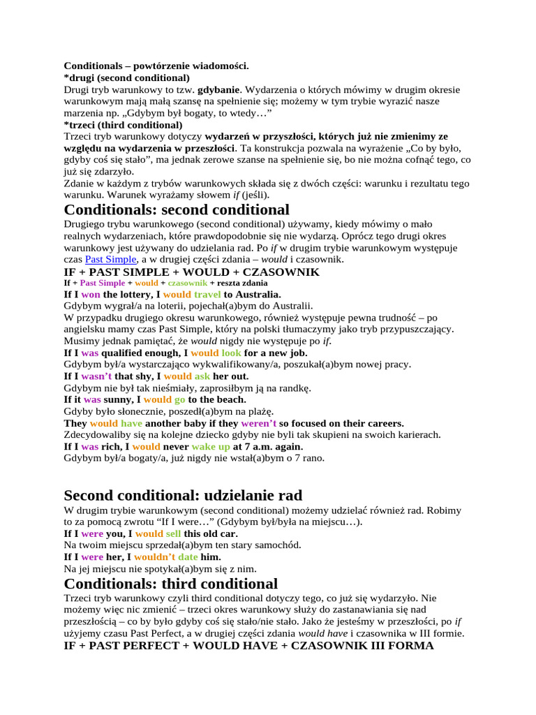 Conditionals (Second - Third - Mixed) | PDF