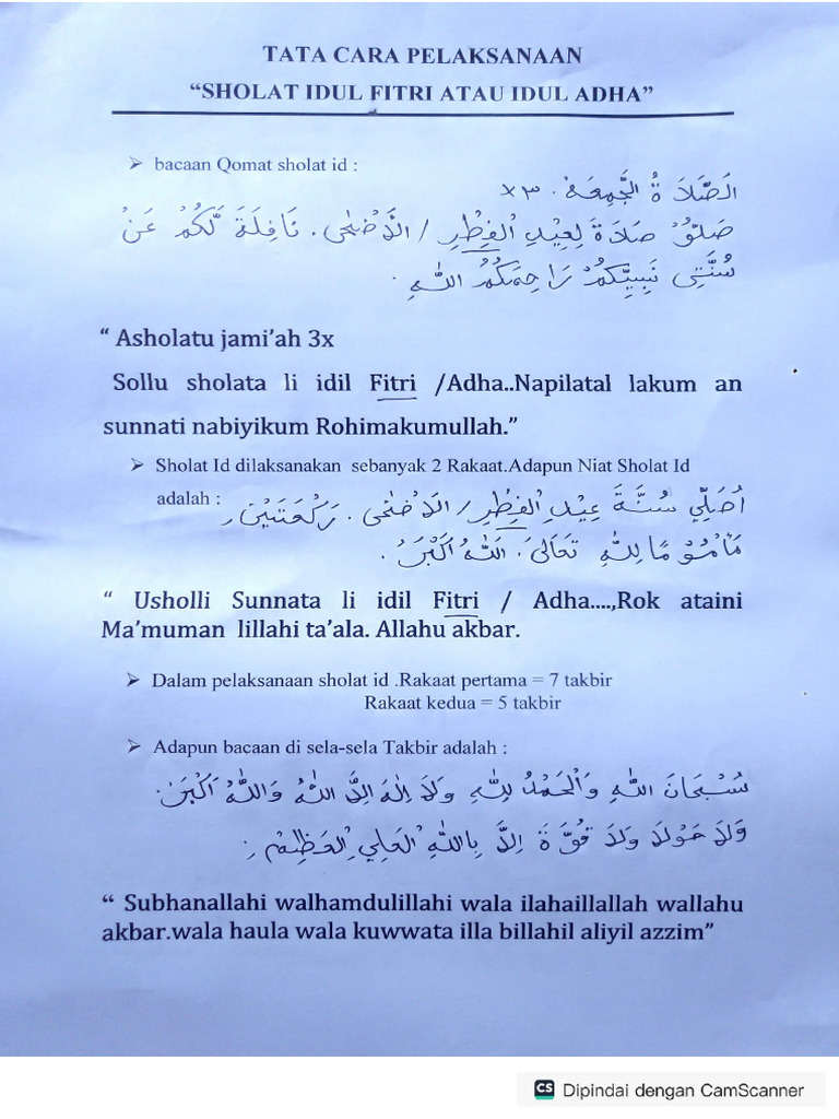 Tata Tertib Bilal Idul Fitri - Adha-1 | PDF