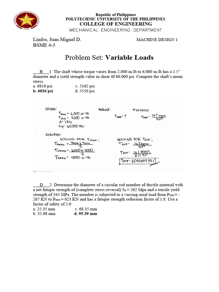 MD - Problem-Variable Loads | PDF