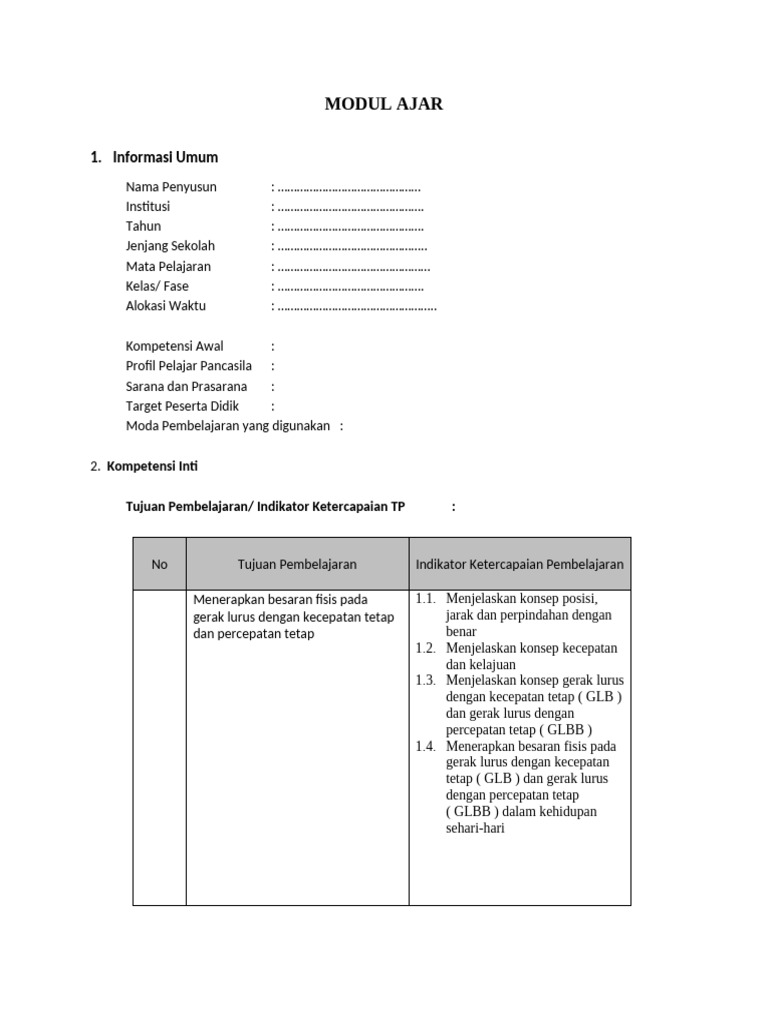 Format Modul Ajar Ok | PDF