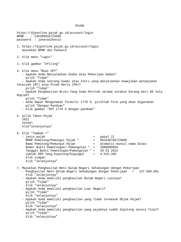 SPT (Pajak) | PDF