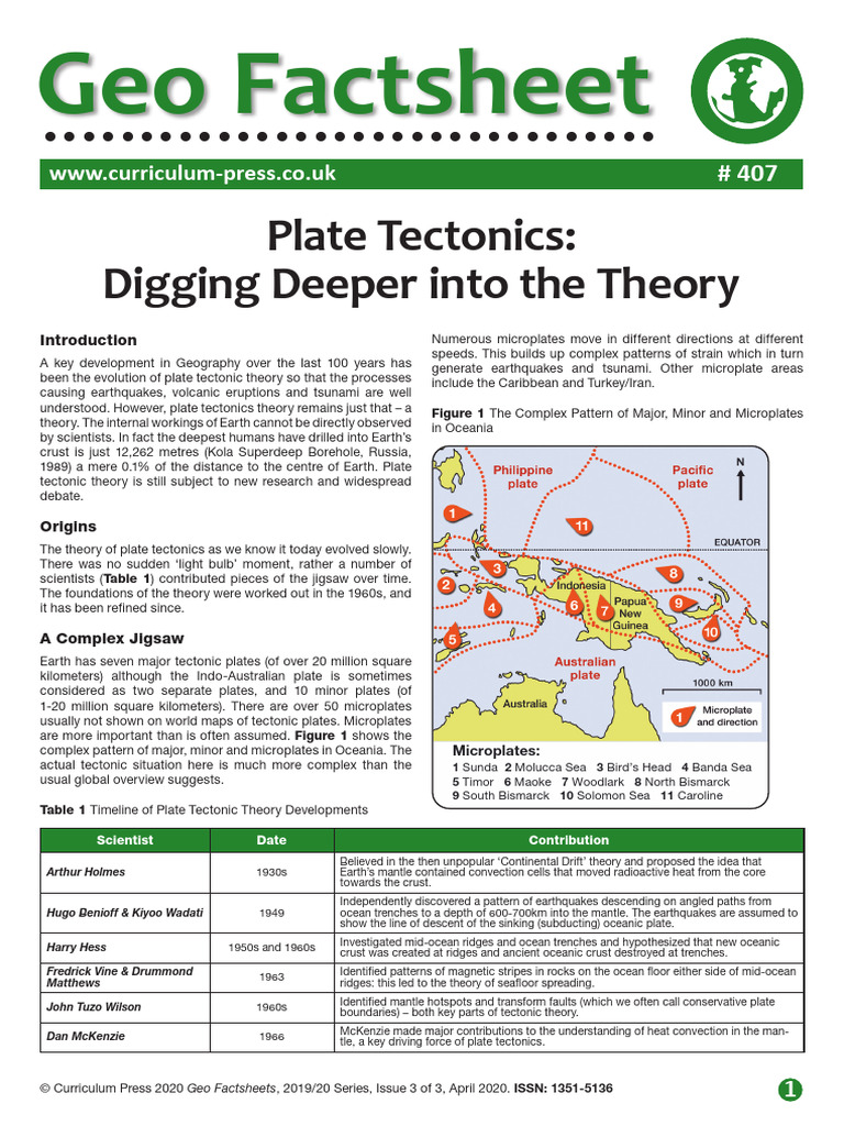 GeoFactsheet 407_ Plate-Tectonics-Digging-Deeper-into-the-Theory | PDF