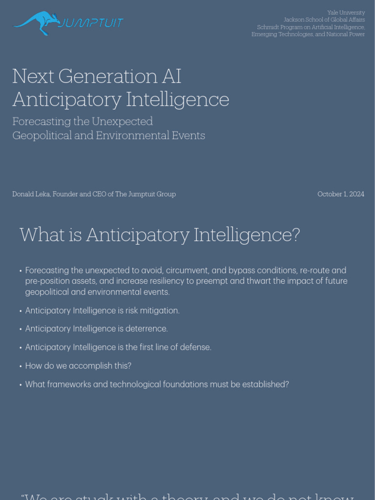 Next Generation AI: Anticipatory Intelligence - Forecasting Unexpected ...