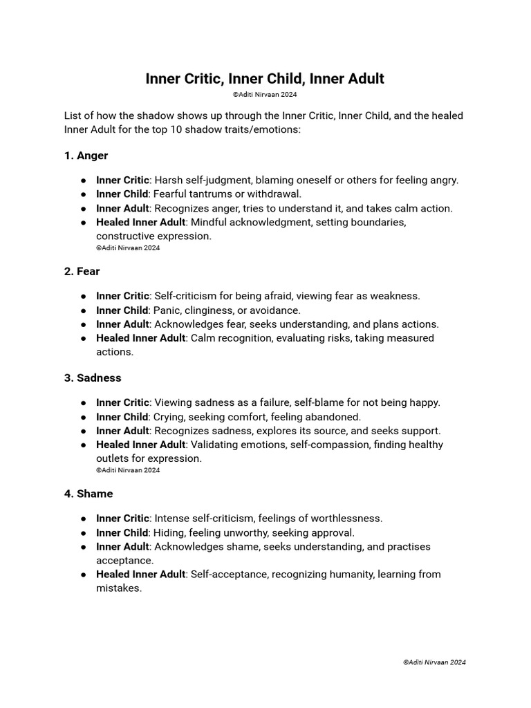 Inner Critic, Inner Child, Inner Adult | PDF | Shame | Anger