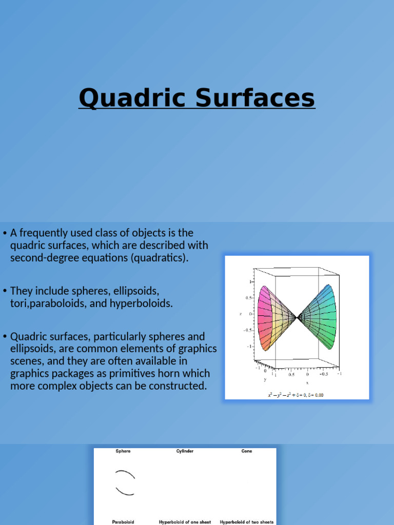 Quadratic Surfaces | PDF
