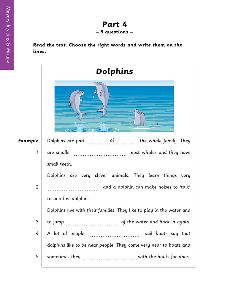 Movers Sample Papers 2018 Vol1 - 0 | PDF | Dolphin | Cooking, Food & Wine