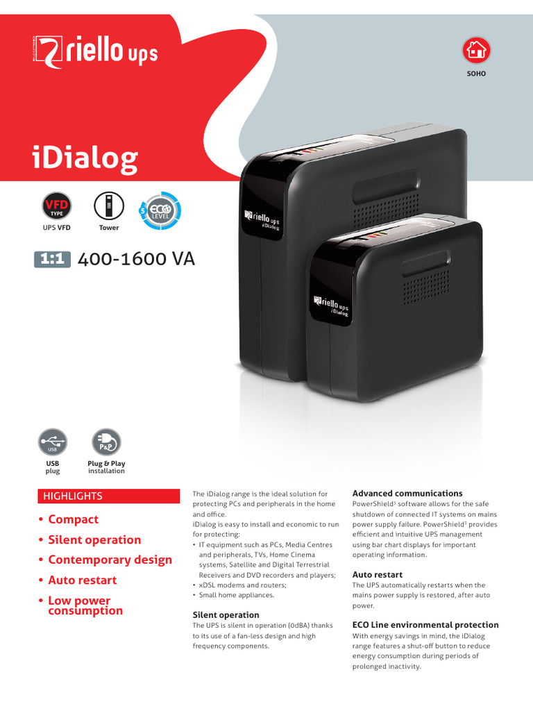 Riello I Dialog UPS Datasheet | PDF | Mains Electricity | Alternating ...