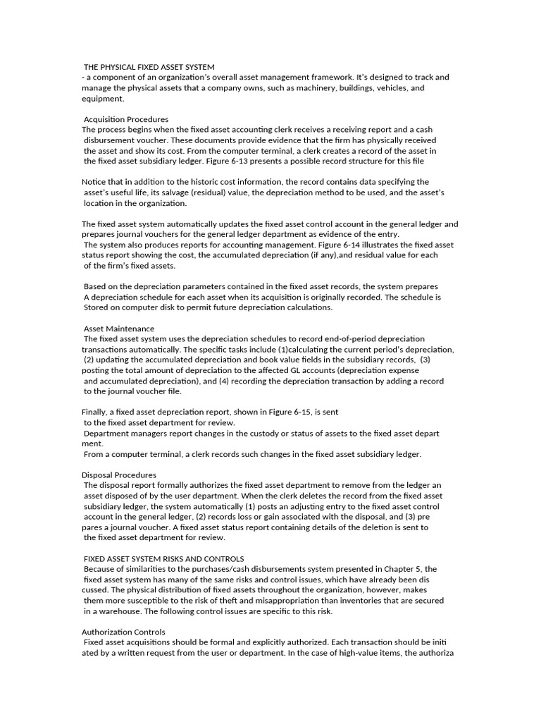 THE PHYSICAL FIXED ASSET SYSTEM | PDF