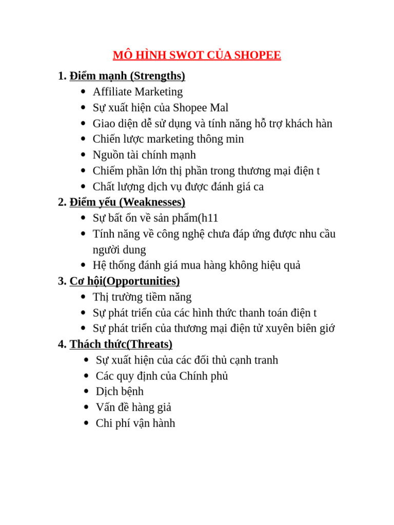 MÔ-HÌNH-SWOT-CỦA-SHOPEE | PDF