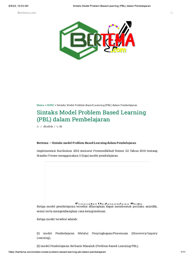 Sintaks Model Problem Based Learning (PBL) Dalam Pembelajaran | PDF