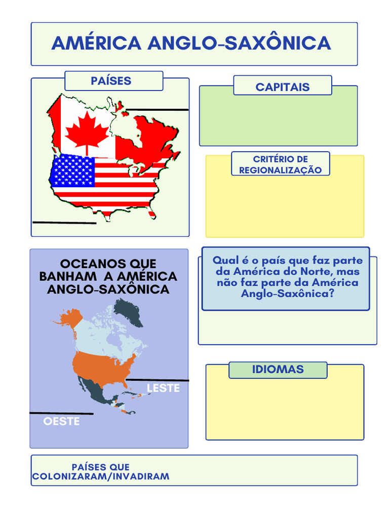 Países da América Anglo-Saxônica | PDF