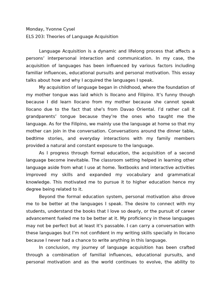 Language Acquisition | PDF