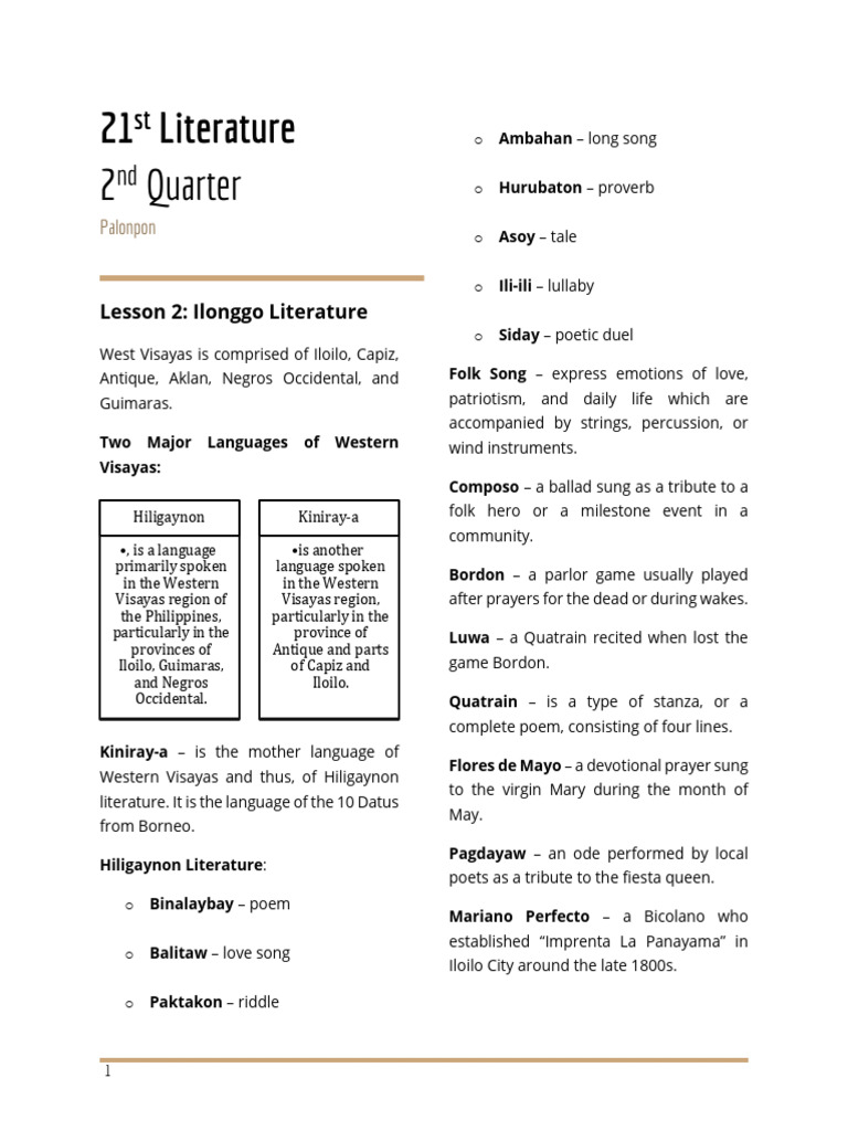 21st Literature (2nd Quarter) | PDF