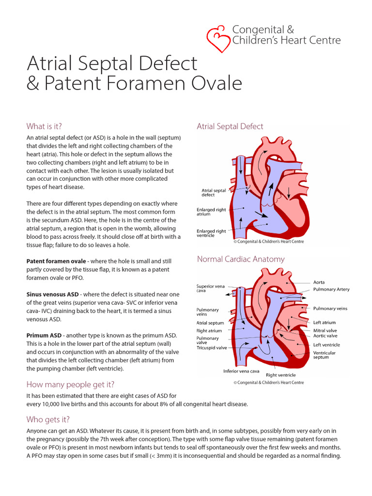 Atrial Septal Defect and Patent Foramen Ovale | PDF