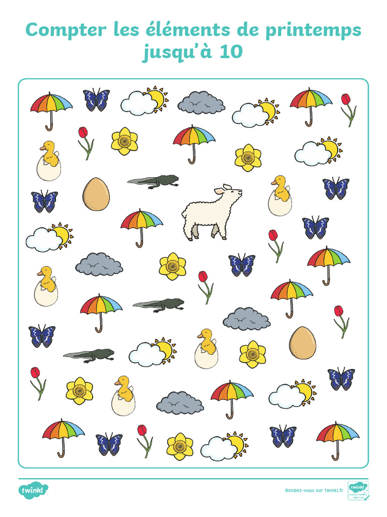 Activité Pour Compter Jusquà 10 Sur Le Thème Du Printemps | PDF