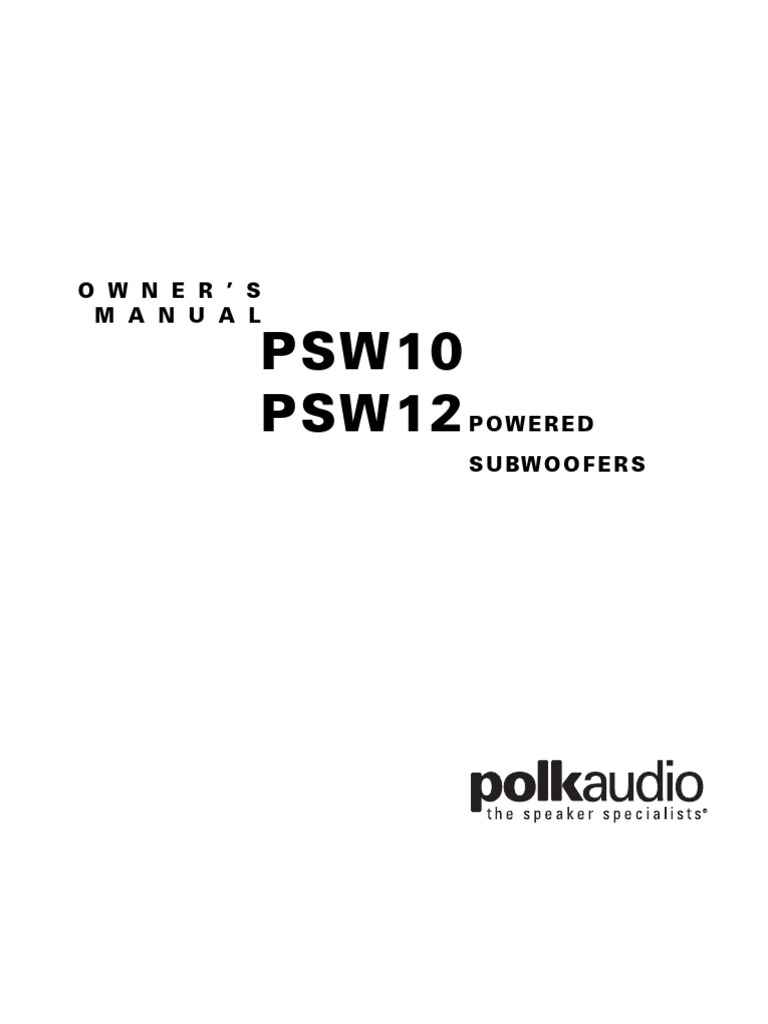 Polk psw10 Manual | PDF