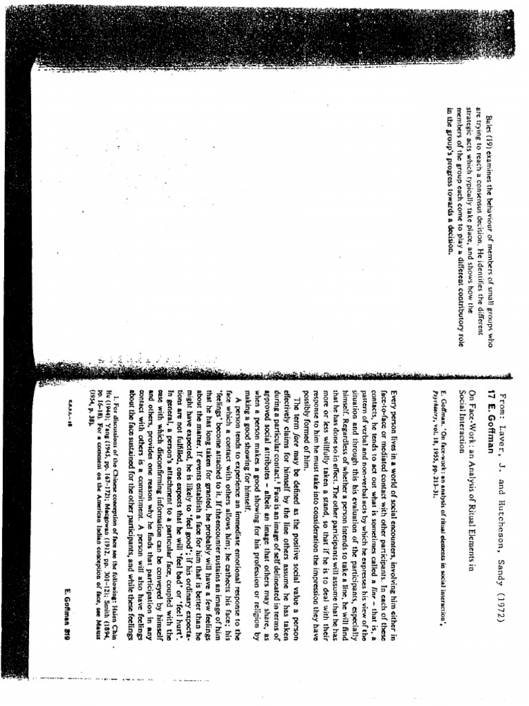 Goffman Face-Work | PDF