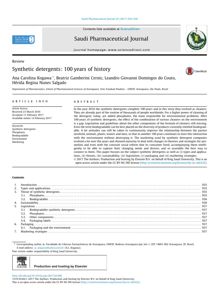 Synthetic Detergents 100 Years Of History Pdf