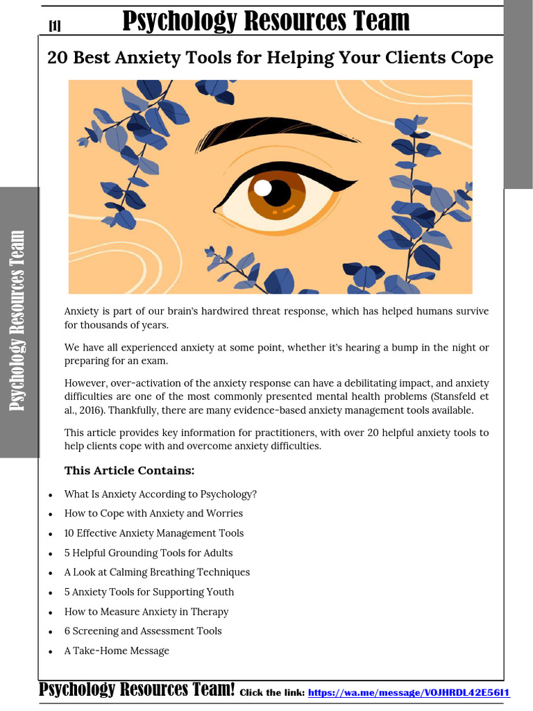 20 Best Anxiety Tools For Helping Your Clients Cope-1 | PDF