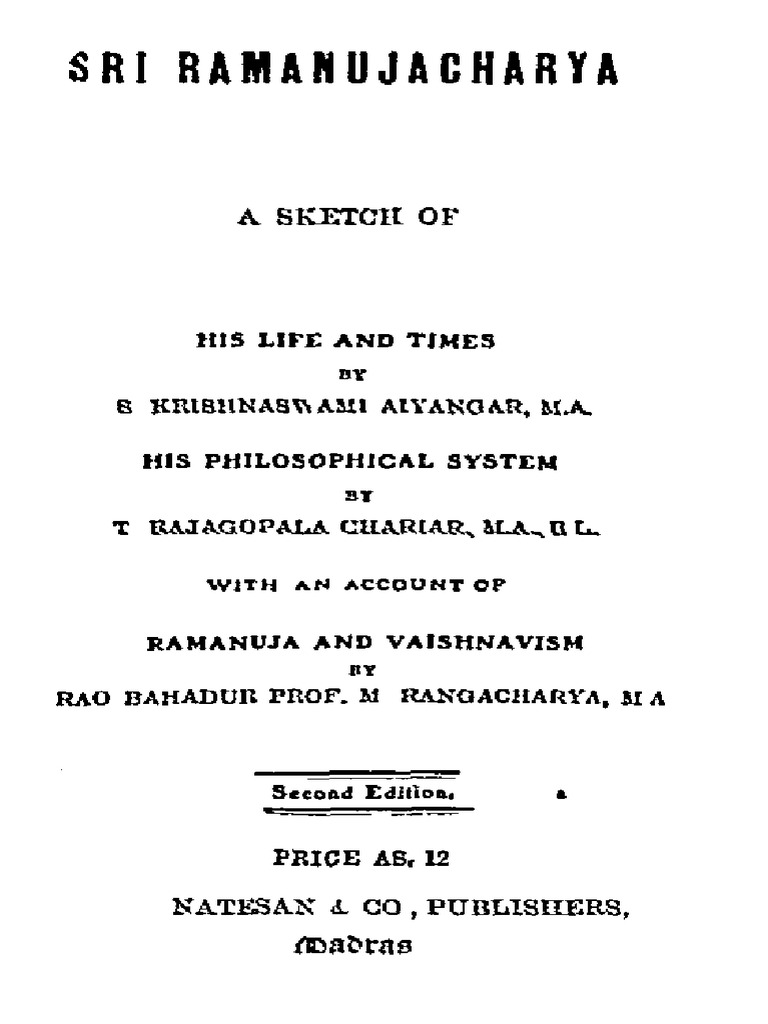 2015.128357.shri Ramanujacharya A Sketch of His Life and Times | PDF