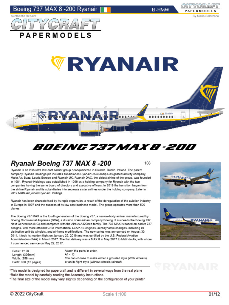 Boeing 737 MAX 8 - Ryanair - 1 100 | PDF