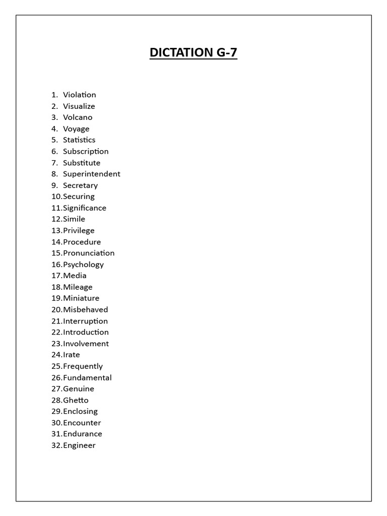 G-7 Dictation Words | PDF