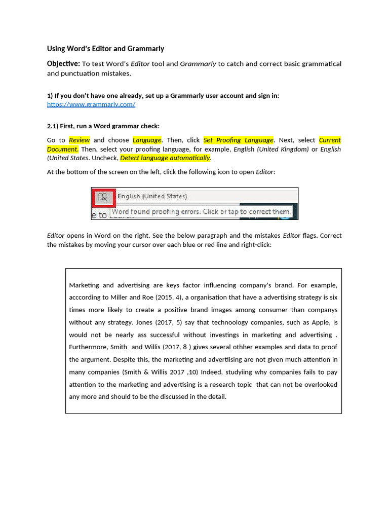 Word Spellchecker and Grammarly | PDF